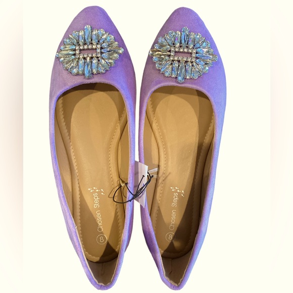 Chosen Steps | Shoes | Nwt Faux Suede Purple Flats With Crystals Size 8 ...